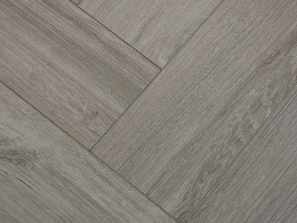 Light Grey Herringbone LVT Flooring – 126mm - Parquet Texture Dubai