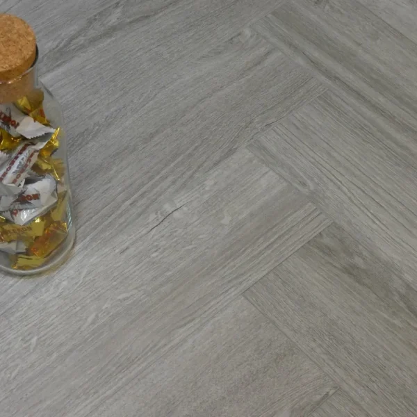 Light Grey Herringbone LVT Flooring – 126mm - Parquet Texture Dubai